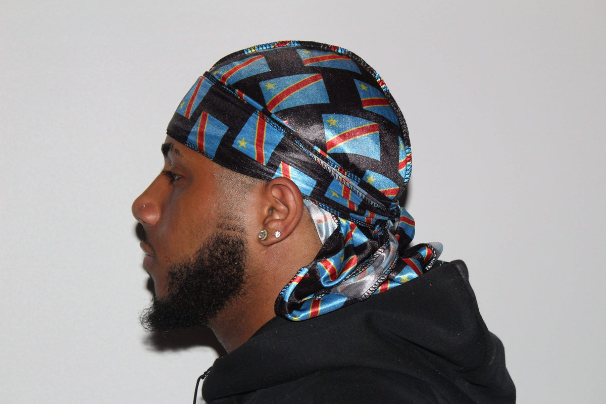 Democratic Republic of the Congo Flag Silky Durag - Drippy Rags