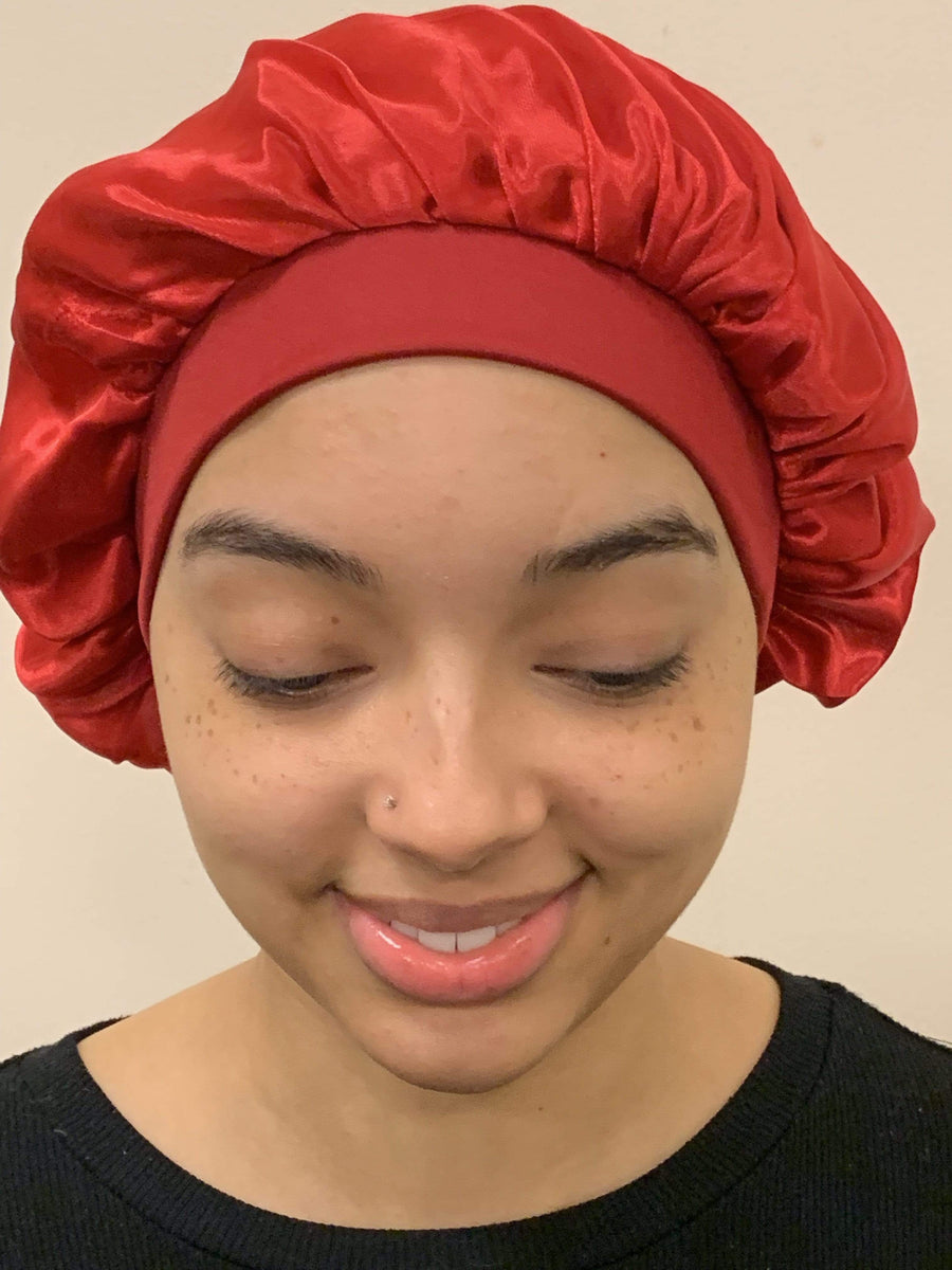 Red Silky Satin Bonnet – Drippy Rags